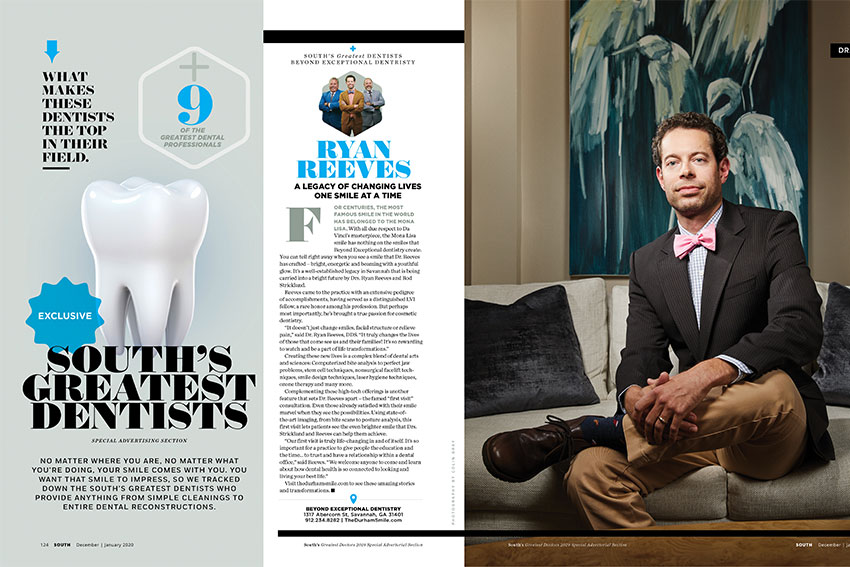 Dr. Reeve’s Featured As Greatest Dentists of 2019-2020 in South Magazine